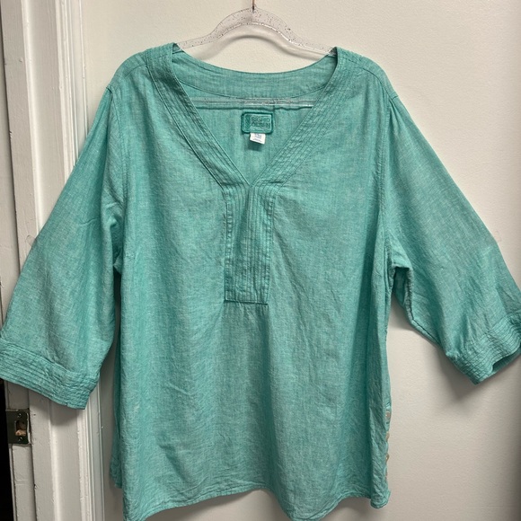 Sigrid Olsen | Tops | Sigrid Olsen Light Green Linen Coastal Grandma ...